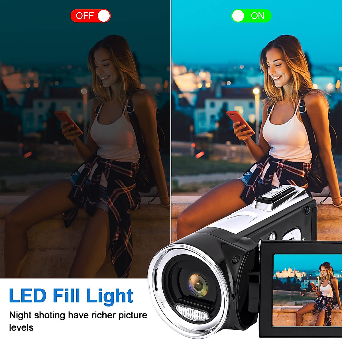 Rawiemy Kids Video Camera Camcorder 1080P 36MP Video Recorder Vlogging Camera for YouTube TikTok Digital Camera Recorder Kids Camcorder with 2.8" LCD Screen,8X Digital Zoom for Teens Beginners