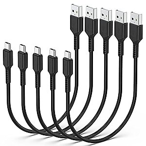 Short USB C Cable 1ft, 5pack USB A to USB C Charger Cable Fast Charging Durable USB Type C Cord for Samsung Galaxy S22 Ultra Note 8 9 A32 A12, Moto G Pure, LG Stylo 6, Charging Station, Power Bank