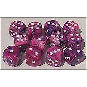 Chessex Dice d6 Sets: Festive Violet with White - 12mm Six Sided Die (36) Block of Dice