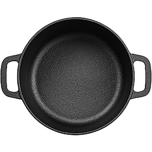 Amazon Basics Pre-Seasoned Cast Iron Round Dutch Oven with Dual Handles, 2-Quart, Black