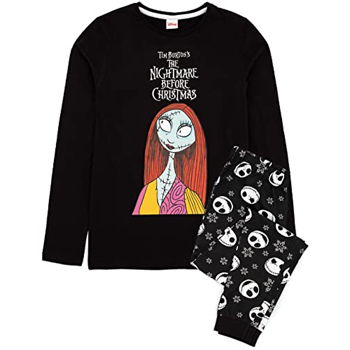 Disney The Nightmare Before Christmas Womens Pajamas | Jack Skellington Sally Halloween Matching Long Sleeve Long Leg PJ Set