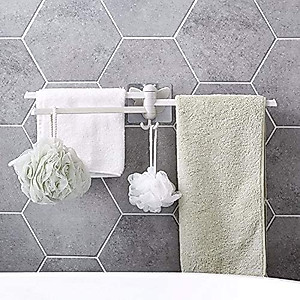 YXCNP Towel Rack, Rotating Towel Bar Punch-Free Bathroom Kitchen Towel Rail No Trace Sticky Hardware Decoration Bath Towel Holder/Grey