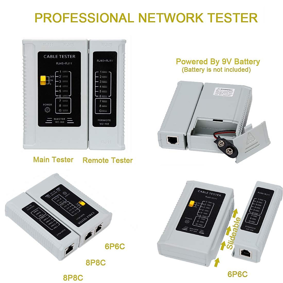 SILIVN Rj45 Crimping Tool Network Tool Kit for Cat5 Cat5e Cat6, 8 in 1 Portable Ethernet Cable Crimper Kit, Ethernet Tool Kit RJ45/RJ11/RJ12 Network Cable Tester Punch Down Tool