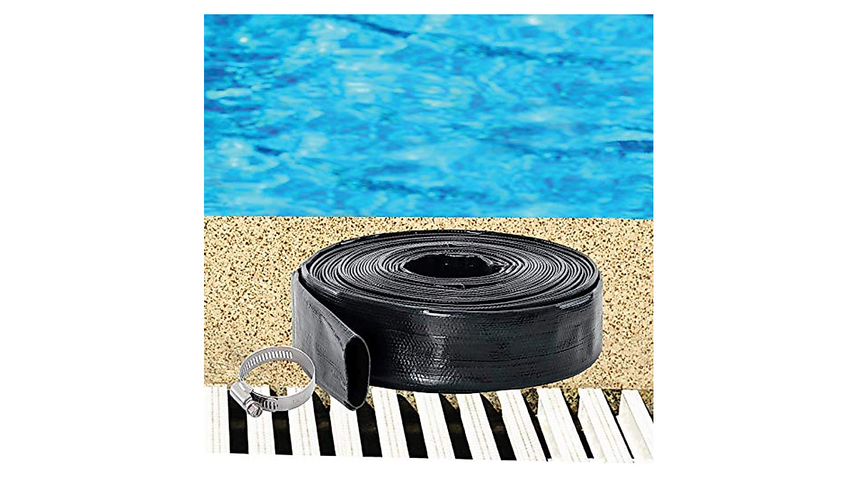 POOLWHALE Heavy Duty 1-1/2" x 100' Thick 1.2mm Black Backwash Pool Hose ...