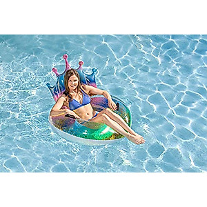 Poolmaster Swimming Pool Float Rainbow Glitter Tiara Tube, Multi Large