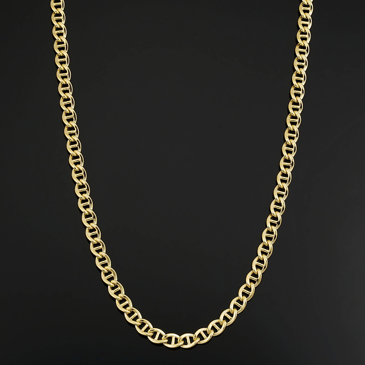 Solid 14k Yellow Gold Filled Mariner Link Chain Necklace (5.1 mm, 22 inch)