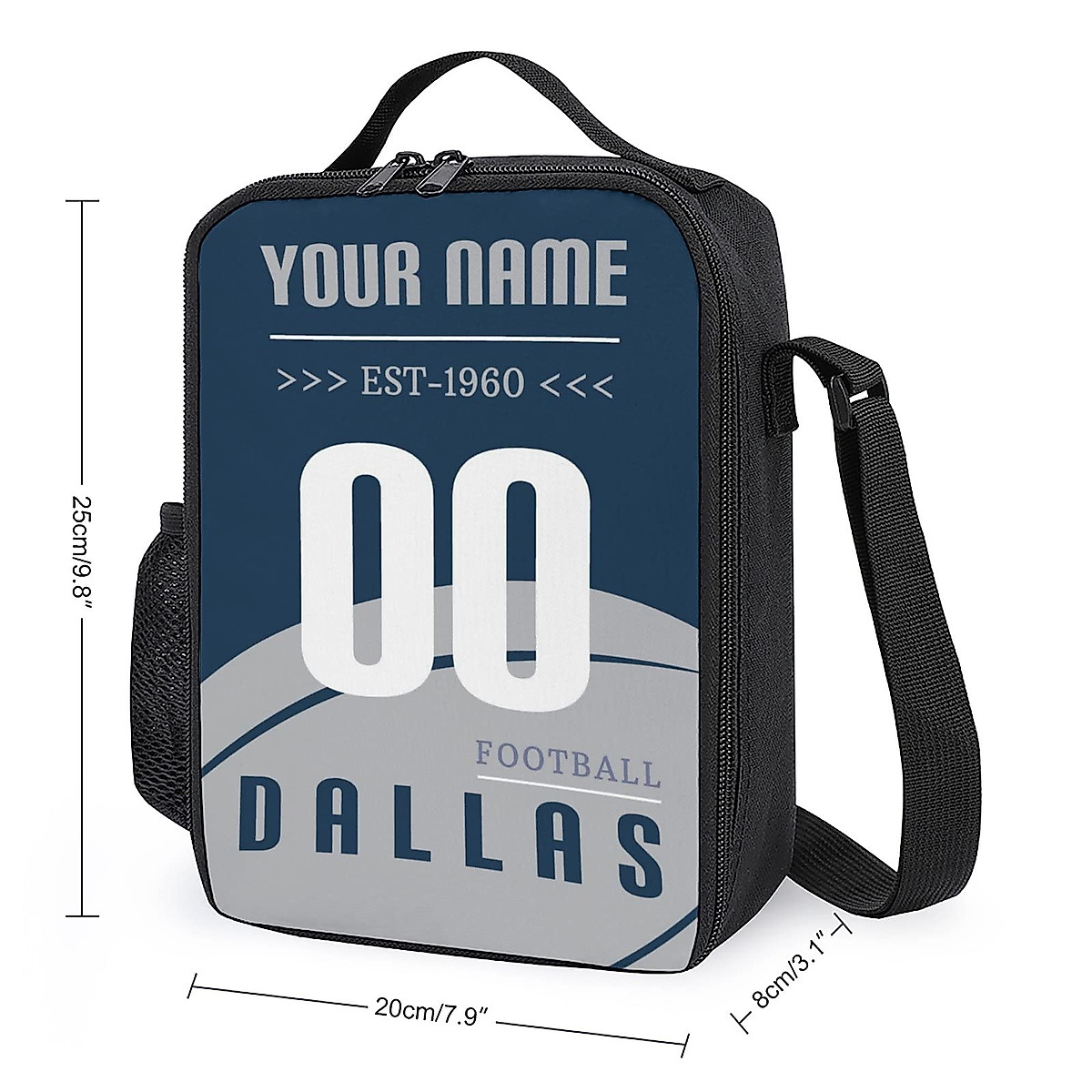 Quzeoxb Custom Dallas Lunch Bag, Personalized Insulated Lunch Box with Adjustable Strap Cooler Bag Gifts for Men Women