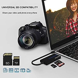 KOOTION 5-in-1 USB-C Hub with SD Card Reader USB C to USB 3.0 Hub, Ultra-Slim Type-C Hub USB 3.0 Adapter for SD Card/Micro SD Card with LED Light, 3 x USB 3.0 Port, Card Reader