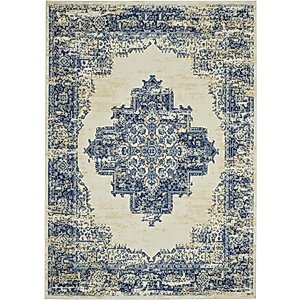 Nourison Grafix Traditional White 8'6" x 12' Area -Rug, Easy -Cleaning, Non Shedding, Bed Room, Living Room, Dining Room, Kitchen (9x12)