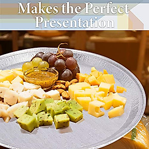 Upper Midland Products 3 Serving Tray Platters Elegant Aluminum Round Disposable Plastic Alternative