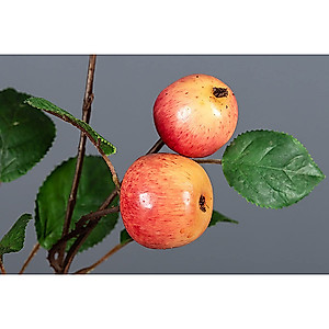 GWOKWAI 3Pcs Artificial Apple Branch, 19In Fake Apple Tree Simulation Lemon Branches with Artificial Fruit Apple for Home Wedding Party Garden Decoration Flower Arrangement Art