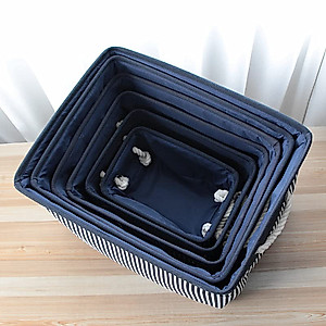 Queenie Wong 2 Pack Closet Canvas Fabric Storage Basket Storage Bins Organizing Baskets for Shelves, Closets, Laundry, Nursery, Decorative Baskets for Gifts Empty