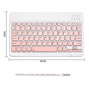 Ultra-Slim Bluetooth Keyboard Portable Mini Wireless Keyboard Rechargeable for Apple iPad iPhone Samsung Tablet Phone Smartphone iOS Android Windows (10 inch Pink)