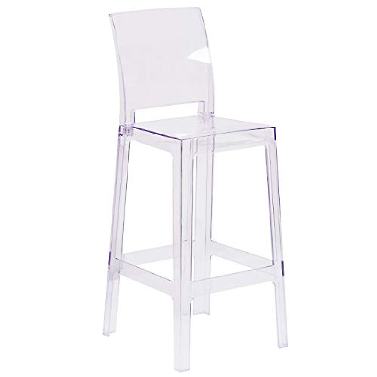 Flash Furniture 4 Pack Ghost Barstool with Square Back in Transparent Crystal