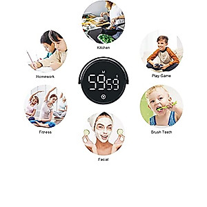 Timers, Timer for Kids, Digital Kitchen Timer Magnetic with Large LED Display, Volume Adjustable Countdown Countup Timer for Cooking, Teaching, Classroom Study, Fitness and Oven Black