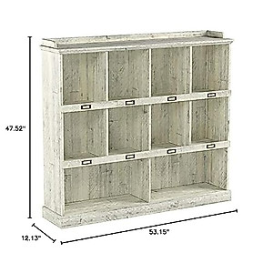 Sauder Barrister Lane Bookcase, L: 53.15" x W: 12.13" x H: 47.52", White Plank finish