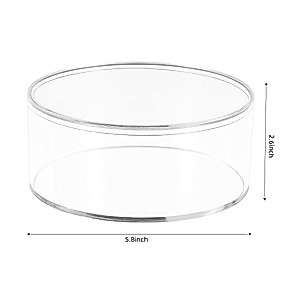 Dayaanee Round Acrylic Box with Lid, 2 Pack Clear Round Organizer Container Acrylic Circle Box with Lid, 5.9” Storage Boxes for Candy,Pill, Nails, Beads and Tiny Jewelry