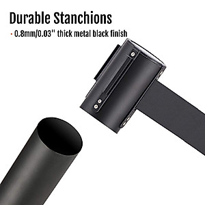 Yaheetech 8-Pack Retractable Belt Stanchion Set with 6.5FT Black Retractable Belt Crowd Control Barriers Queue Barriers Security Pole Posts