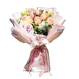 Rikyo 20 Sheets/4 Color Flower Rose Wrapping Paper,Vintage Style Waterproof Gift Packaging Florist Bouquet Wraps,Christmas Gift Flower Packaging Paper 22.5x22.5 Double Sided Colors