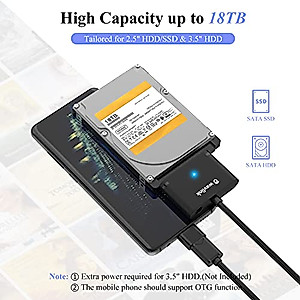 WAVLINK USB 3.0 to SATA Adapter Cable, External SATA III Hard Drive Connector for 2.5'' SSD/HDD & 3.5" HDD Data Transfer, Support UASP, Trim and S.M.A.R.T. with 3 mins Auto-Sleep, Max 18TB