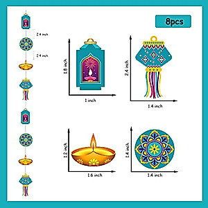 Happy Diwali Garland, Happy Diwali Decorations, Blue Circle Dots Garland for Deepavali Party, Paper Circle Garland Hanging Dots Streamer, Happy Diwali Party Favors