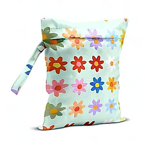 zcyxuuw Wet Bag, Wet Dry Bag, Wet Bag for Swimsuit, Travel, Beach, Pool, Diapers, Dirty Yoga Gym Clothes, Toiletries, Makeup Bag, Waterproof Reusable Cute Daisy Floral Flower