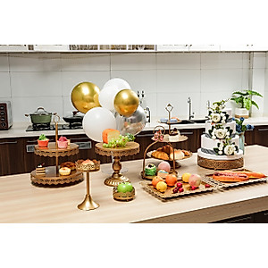 ZUMELER 9Pcs Metal Cake Stands Round Cake Stands Candy Fruite Display Plate Cupcake Serving Tower for Wedding Brithday Party Celebration Home Decoration,gold