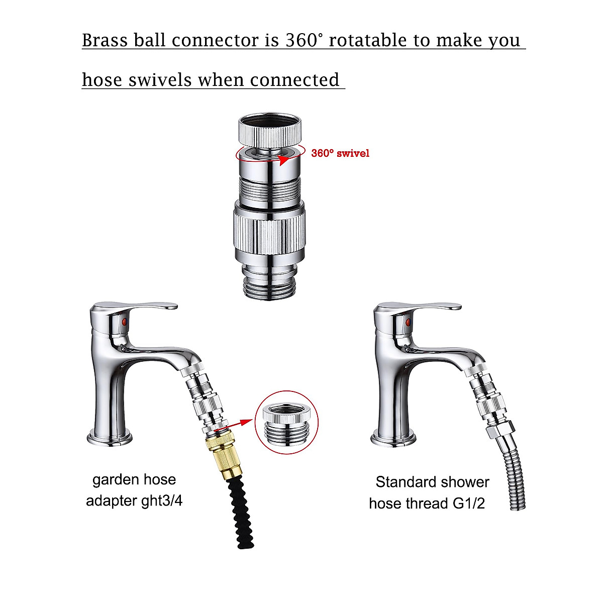 Walkinginrain Kitchen Sink Faucet Quick Connector, Dishwasher Washer Snap Coupling Adapter, Faucet to Garden Hose Adapter for Bathroom Kitchen/Shower Hose/Garden Hose