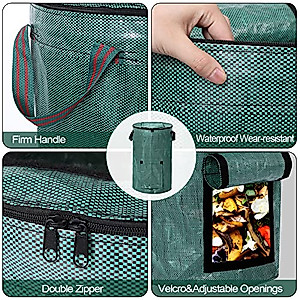 Pilntons 2 Pack 30 Gallon Garden Composting Bags Reusable Lawn Leaf Bags Heavy Duty Yard Waste Bags with Zipper Lid and Handles Compost Bins Outdoor Container for Clean Up Debris Grass Clippings