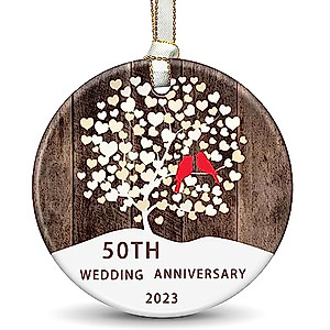 50th Anniversary Wedding Ornament 2023 Christmas Hanging for Couple, 50th Wedding Anniversary Present 50th Wedding Gifts 50th Anniversary Christmas Ornaments - 50th Anniversary Keepsake