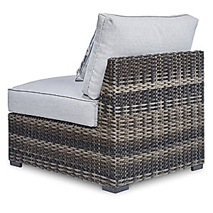 Signature Design by Ashley Harbor Court Outdoor Armless Chair with Cushion, 2 Count, Gray