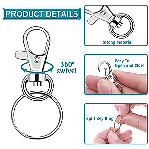 140Pcs Keychain Hooks with Key Rings, Flasoo Keychain Hardware with 70Pcs Swivel Clasps Lanyard Snap Hook and 70Pcs Keychain Rings for DIY Crafts, Resin and Jewelry Making