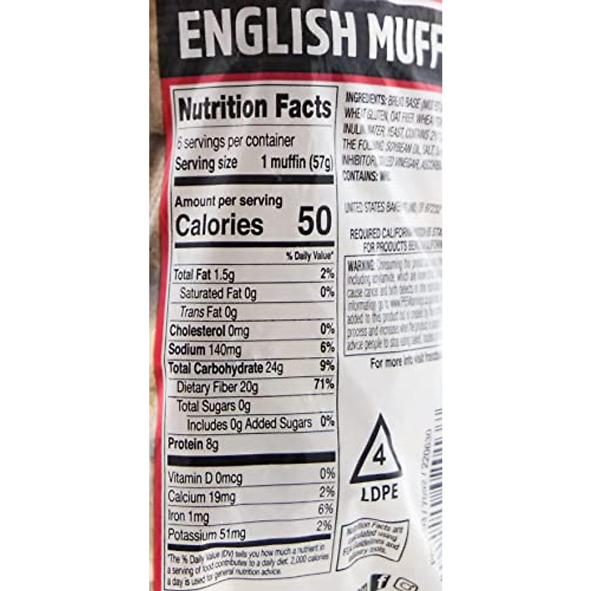 Franz Bakery Keto English Muffins with Living Chic Keto Lifestyle Guide 2 Pack (2 x 12oz)