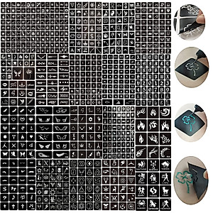 778pcs Temporary Tattoos Stencils, 20 Sheets Reusable Boys and Man Glitter Tattoo Kit Templates Face Painting Stencil Body Design Stencil Pack for Adults Girls Women Kids Teenager Adultssigns Man