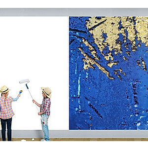 Sensory Wall Sequin Flip Fabric for Kids,0.2" Large Sequins Sensory Graffiti Fabric for Toddlers,Tactile Stimulation,Reversible Glitter Fabric (1 yd, Sapphire Blue + Silver)