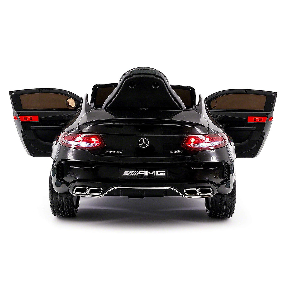 Moderno Kids Mercedes C63S 12V Power Children Ride-On Car with R/C Parental Remote + EVA Foam Rubber Wheels + Leather Seat + MP3 USB Music Player + LED Lights (White)