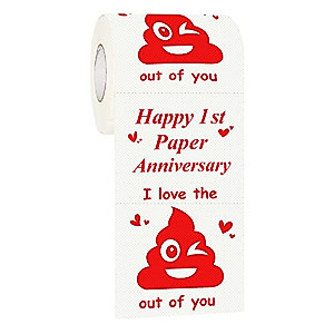 Happy Anniversary Toilet Paper Roll Funny 1st Anniversary for Men and Women Funny Novelty Wedding or Dating Anniversary Present for Him or Her Anniversary Party Decorations Supplies