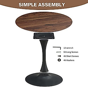 41.7" Modern Round Dining Table with Pedestal Base in Tulip Design, Mid-Century Leisure Table for Living Room Kitchen & Dining Room (Brown)