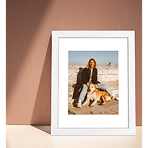 Golden State Art, 11x14 White Photo Wood Collage Frame, for (1) 8x10 with Real Glass and White Mat