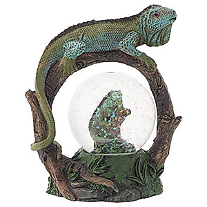 Elanze Designs Green and Blue Scaled Iguana Figurine 45MM Glitter Snow Globe Decoration