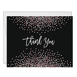 Digibuddha 50 Thank You Cards with Envelopes (Pack of 50) Black & Pink Folded Bridal Thank You Notes Excellent Value Birthday Notecards VT0012