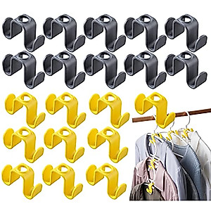 Clothes Hanger Connector Hooks, 40 Pcs Hanger Hooks, Space Saving Hanger Extender Clips, Heavy Duty Cascading Clothes Hanger Connection Hooks for Closet Wardrobe Organizer (20pc Yellow+20pc Grey)