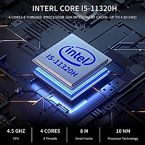Mini PC,Intel i5-11320H(Up to 4.5 GHz), Mini Desktop Computer Windows 11 Pro,4C/8T,16GB DDR, 512GB M.2 SATA SSD (Up to 2TB), 4K UHD,Triple Display Output, WiFi 2.4G+5G,BT4.20