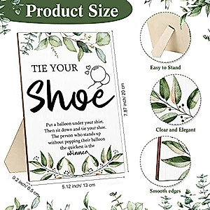 51 Pcs Tie Your Shoe Baby Shower Game Sign Wooden Baby Shower Sign Greenery Baby Gift Sets Gender Reveal Party Favors 50 Pink Balloons Baby Latex Balloons for Baby Shower Game Supplies