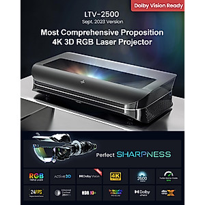 AWOL VISION LTV-2500 4K UHD Ultra Short Throw Triple Laser Projector, 150", 3D, 2600 Peak Lumen, HDR10+ with Dolby Atmos, UST Laser TV Projector Without Color Wheel (Fire TV Stick 4K Max Included)