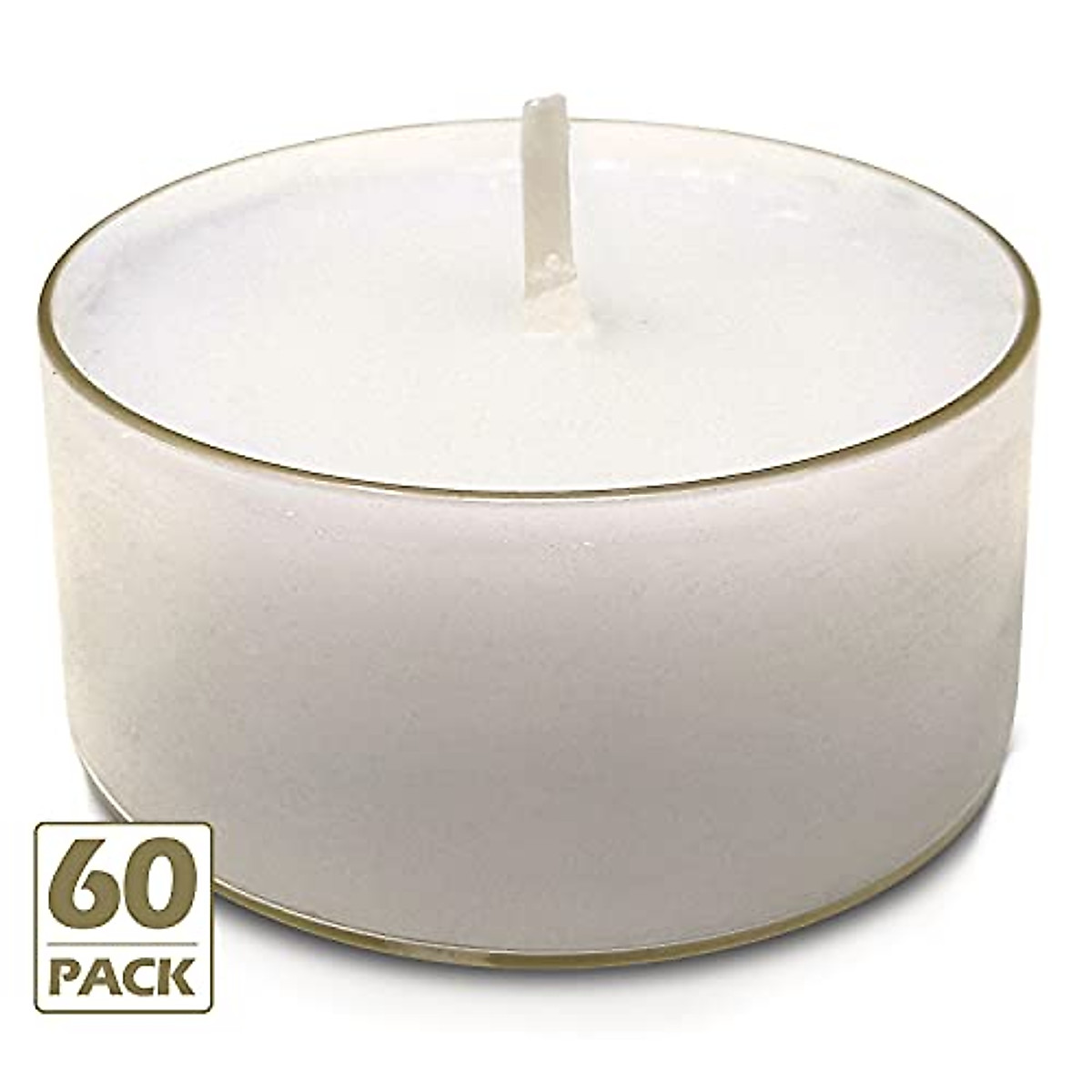 Hyoola Pure Tealight Candles - 100% Natural Candles Non Toxic - 4 Hour Vegan Tea Lights Candles in Clear Cup - 60 Pack