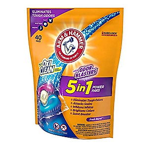 Arm & Hammer Plus OxiClean With Odor Blasters LAUNDRY DETERGENT 5-IN-1 Power Paks, 40CT (Packaging may vary)