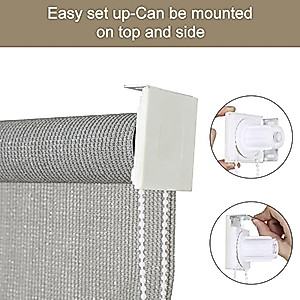 PHI VILLA Aluminum Patio Shades Roll Up Outdoor Sun Shade Roller 8ft Width by 8ft Height,Grey