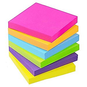 Sticky Notes 3x3 Self-Stick Notes 6 Bright Multi Colors Sticky Notes 6 Pads 100 Sheet/Pad
