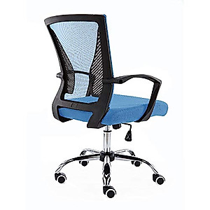 Modern Home Zuna Mid-Back Office Task Chair - Ergonomic Back Supporting Mesh Back Desk Chair (Black/Blue)
